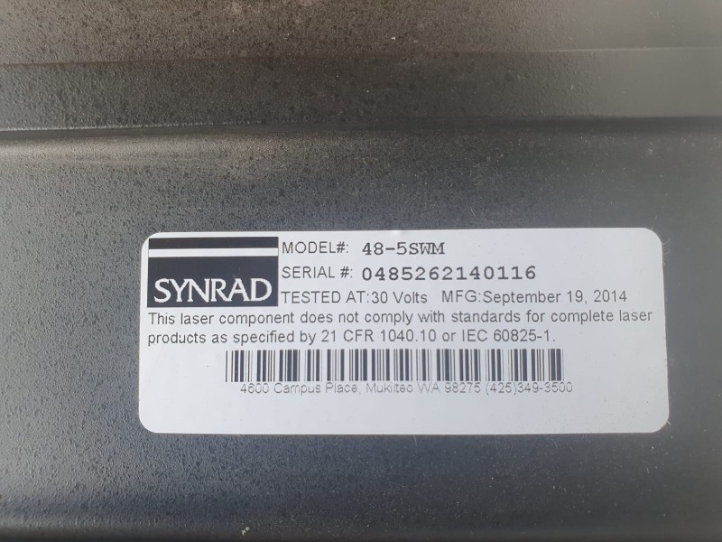 Leilão Online - SYNRAD MODEL 48 - 5SWM; Material 5019206 - Laser Co2