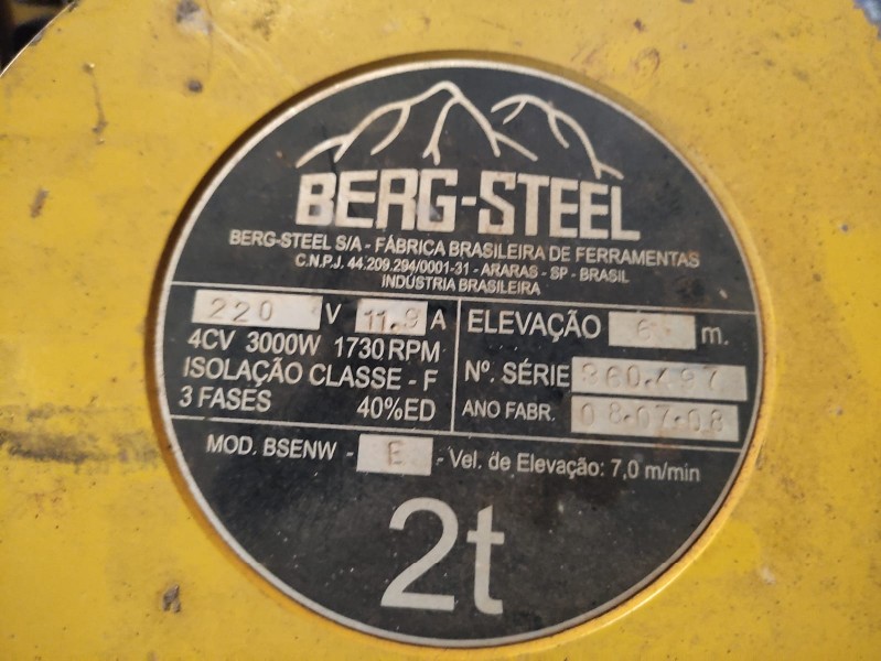 Leilão Online - TALHA ELÉTRICA 2 TON BERG-STEEL