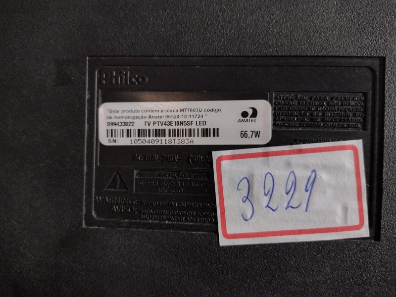 Leilão Online - LOTE COM MONITOR LG FLATON M237WA - PM; TV PHILCO 43