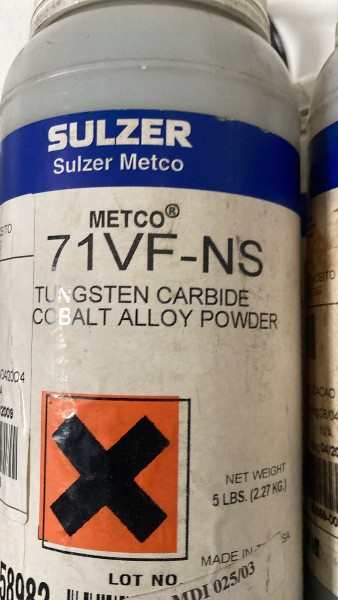 Leilão Online - 5 Frascos SULZER Metco 71VF-NS = Pó Carbeto de Tugs