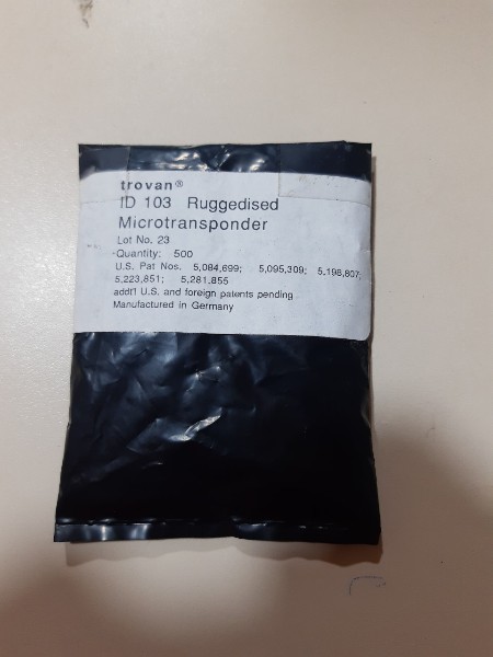 Leilão Online - Lote com: 500 Unid. Microtransponder Trovan, Mod ID1