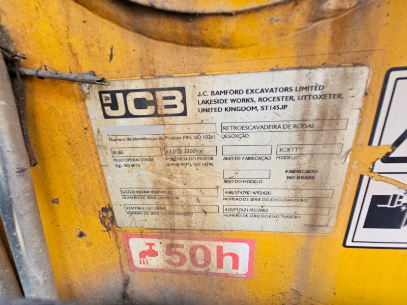 Leilão Online - RETROESCAVADEIRA JCB; MODELO 3CX 4X4; ANO 2016; EMPLA