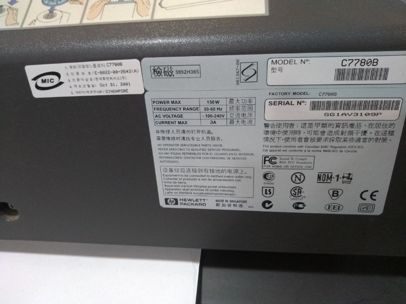 Leilão Online - IMPRESSORA HP DESIGNJET 800 MOD C7780B, PATR. 165636,